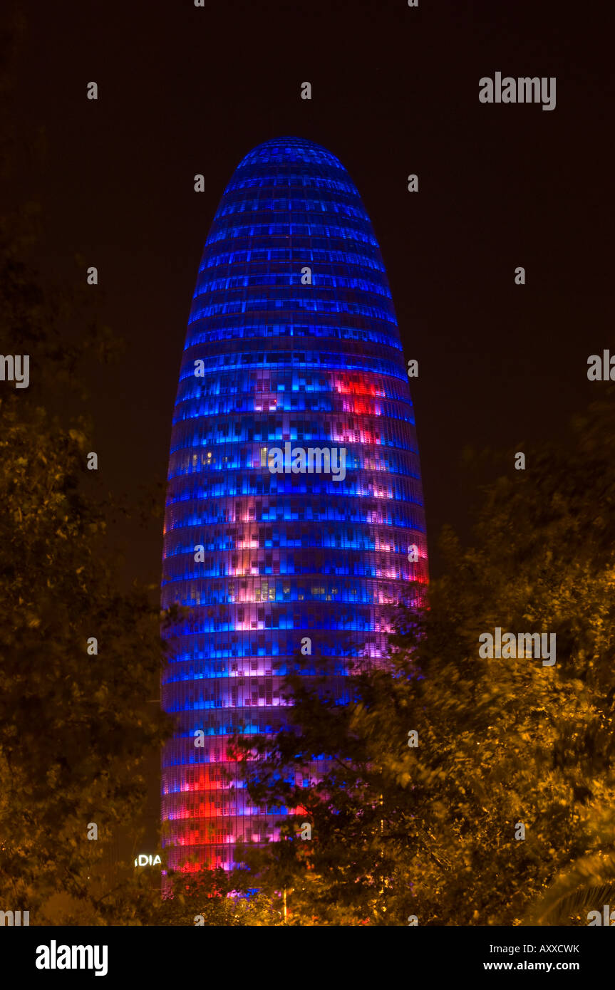 Torre Akbar by night Barcelona Catalunya Spain Stock Photo - Alamy