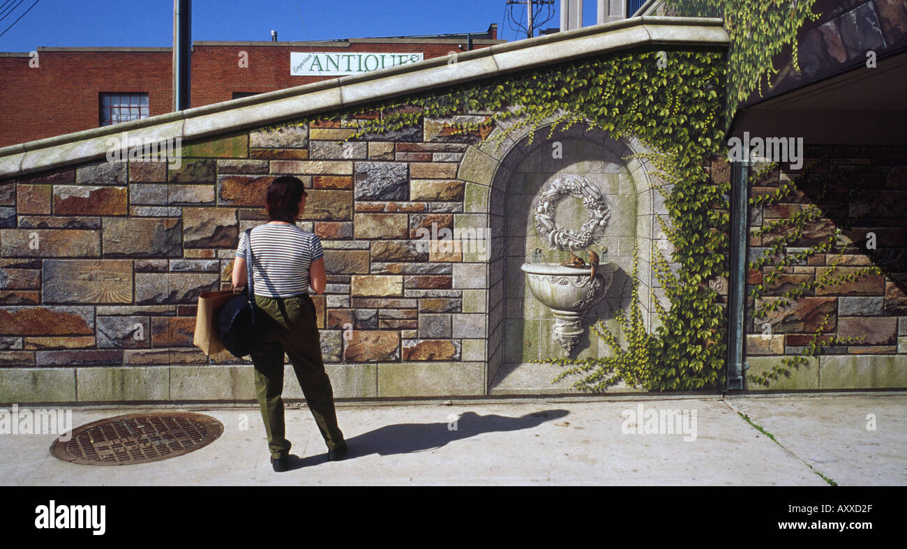 Trompe l'oeuil mural art on Community Bridge over Carroll Creek canal ...