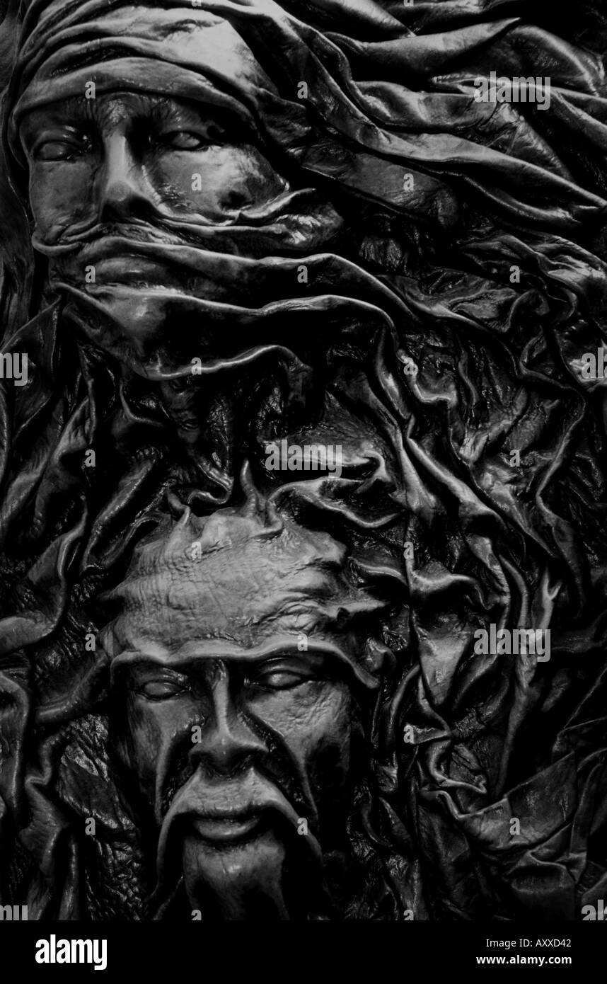 CREASE LEATHER FACE OF TWO PEOPLE Stock Photo - Alamy