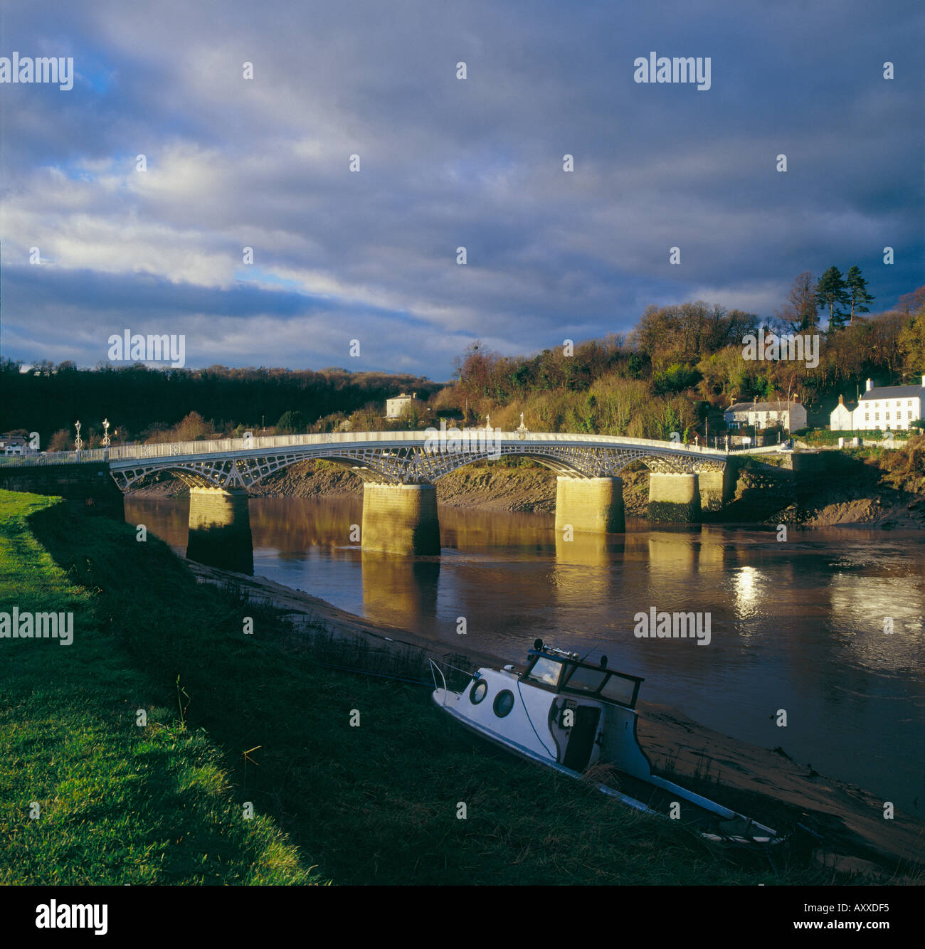 Old A48 road bridge over River Wye Chepstow Wales December 2004 Stock ...