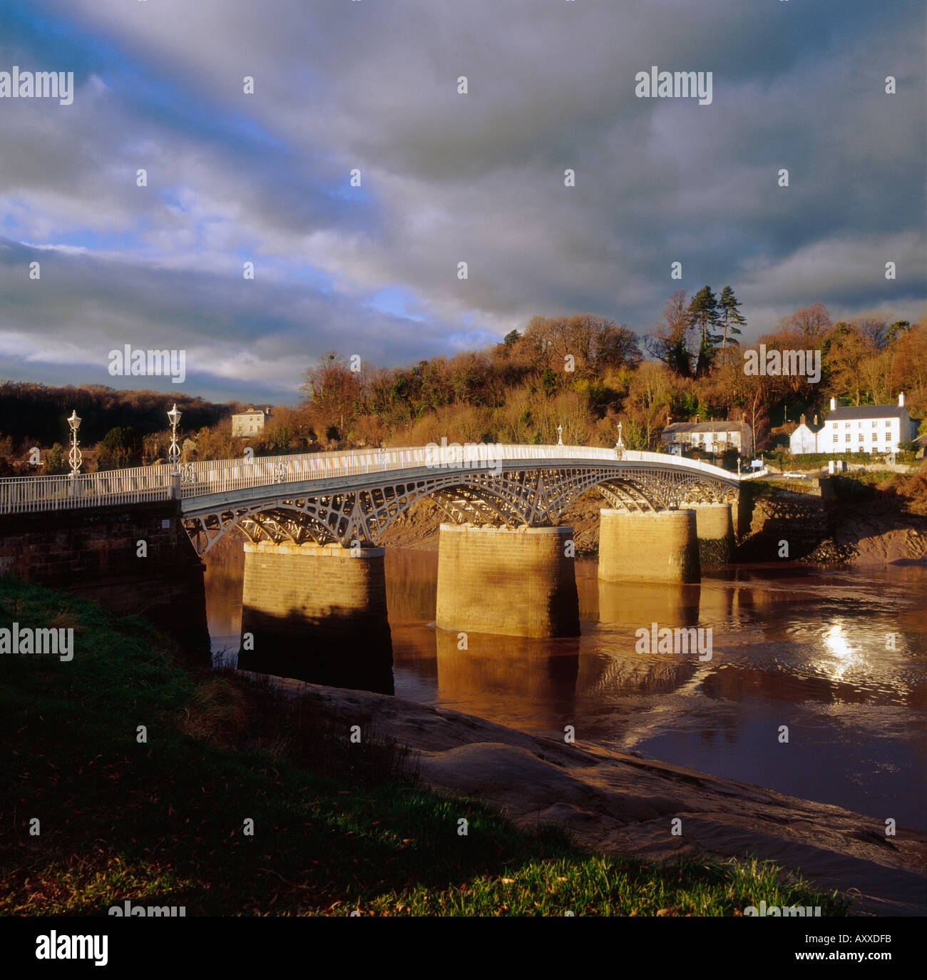 Old A48 road bridge over River Wye Chepstow Wales December 2004 Stock ...