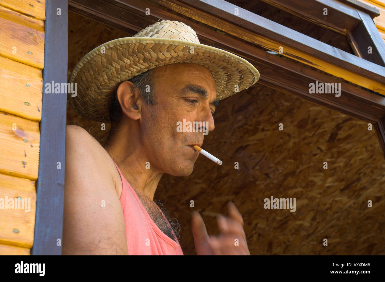 man in hat smoking portrait Stock Photo - Alamy