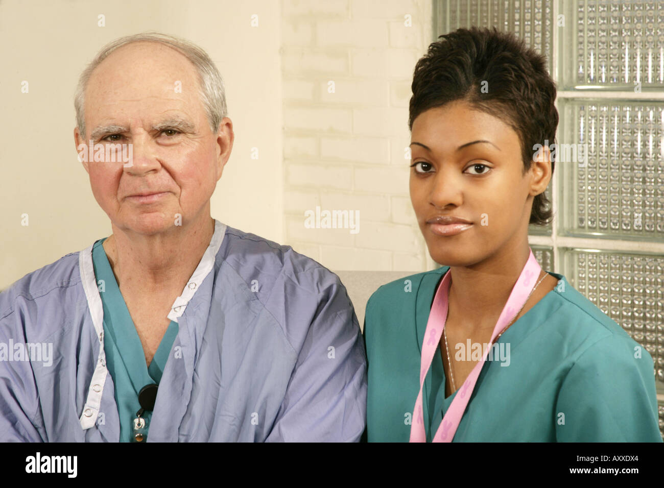 Surgical staff includes doctor (surgeon) and head nurse Stock Photo - Alamy