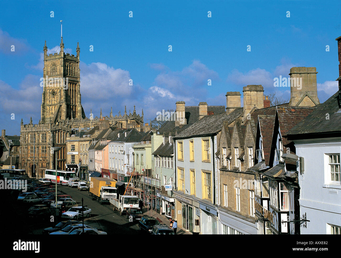 Cirencester Town Centre and Church Stock Photo - Alamy