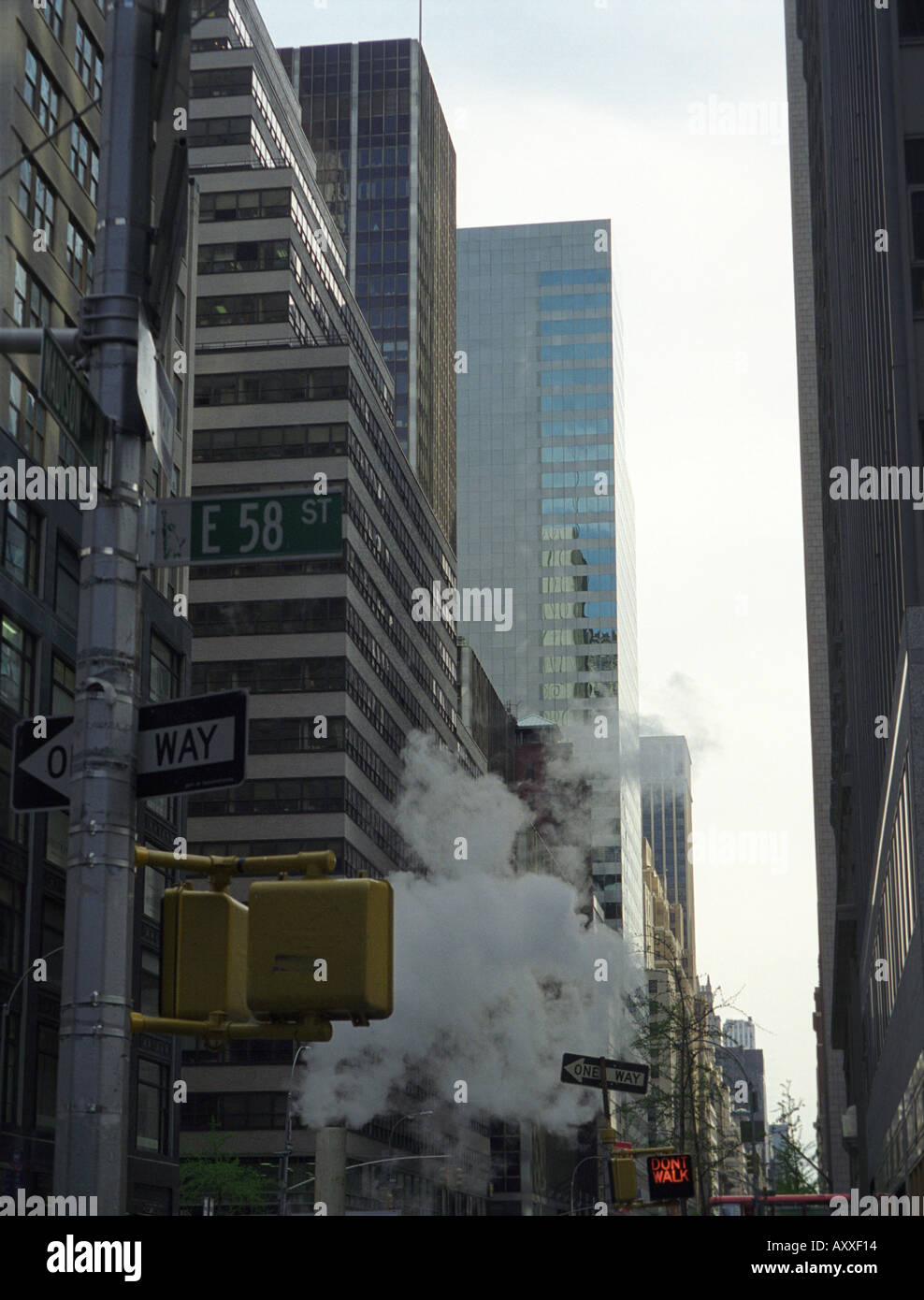 Steam rising in the street in New York City USA Stock Photo - Alamy