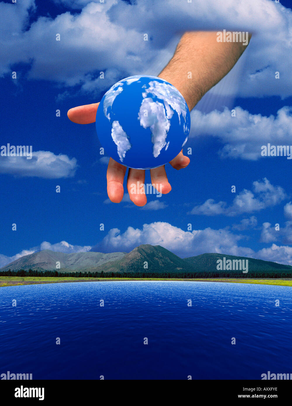 Earth Over Lake Stock Photo - Alamy