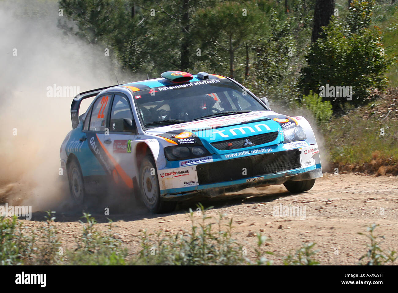 mitsubishi world rally car racing on the Portugal Rally 2007 Stock ...