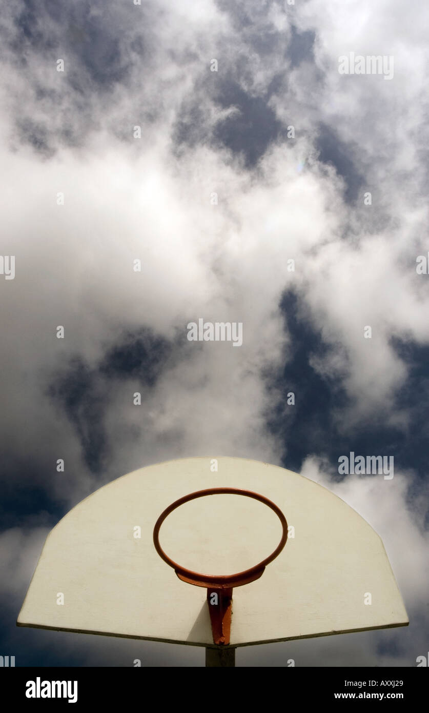 Basketball backboard and hoop on cloudy sky Stock Photo - Alamy