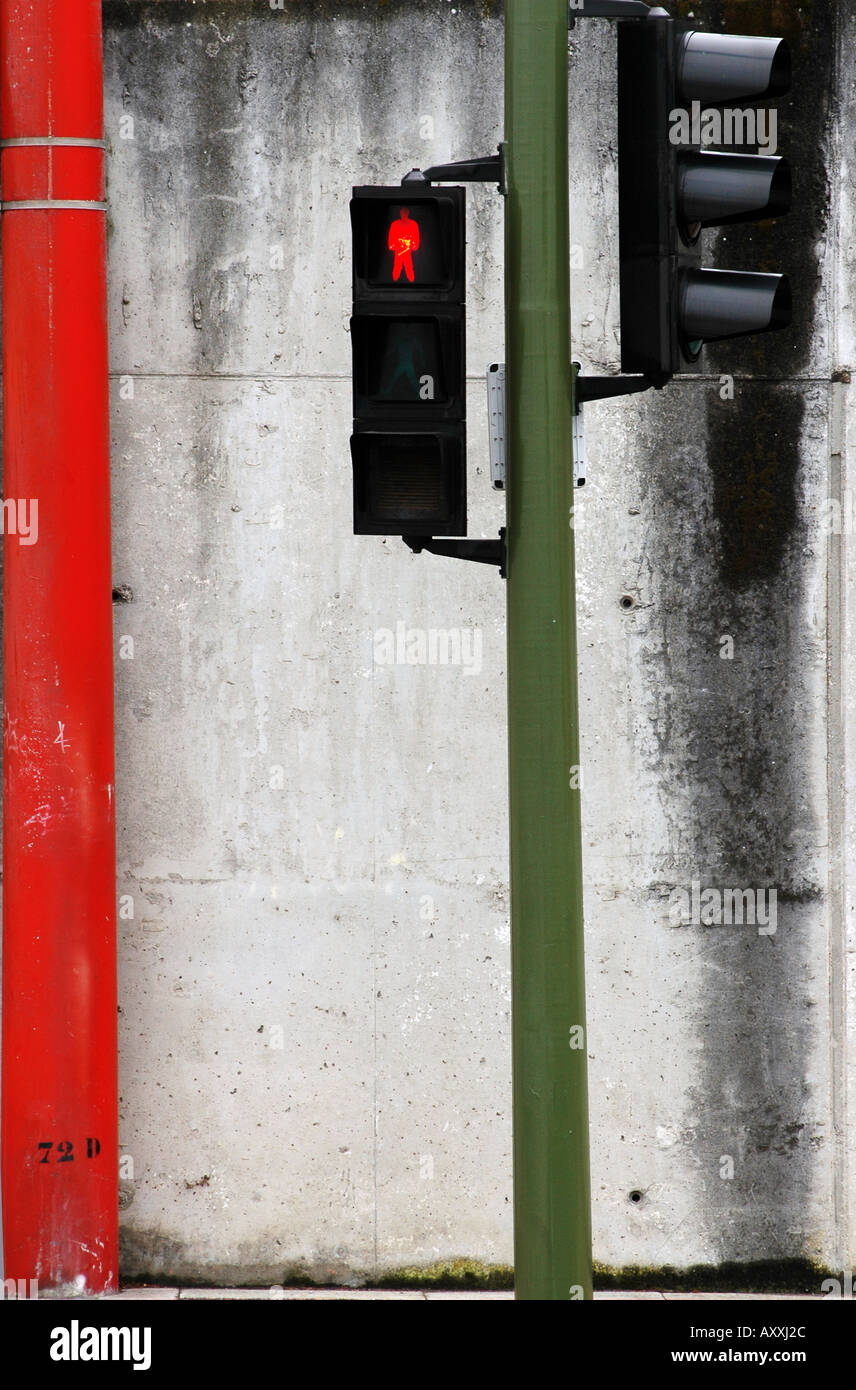 crosswalk sign on red Stock Photo - Alamy