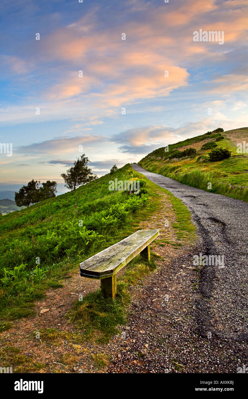Looking north along the Malvern Hills towards Worcester Beacon Stock ...