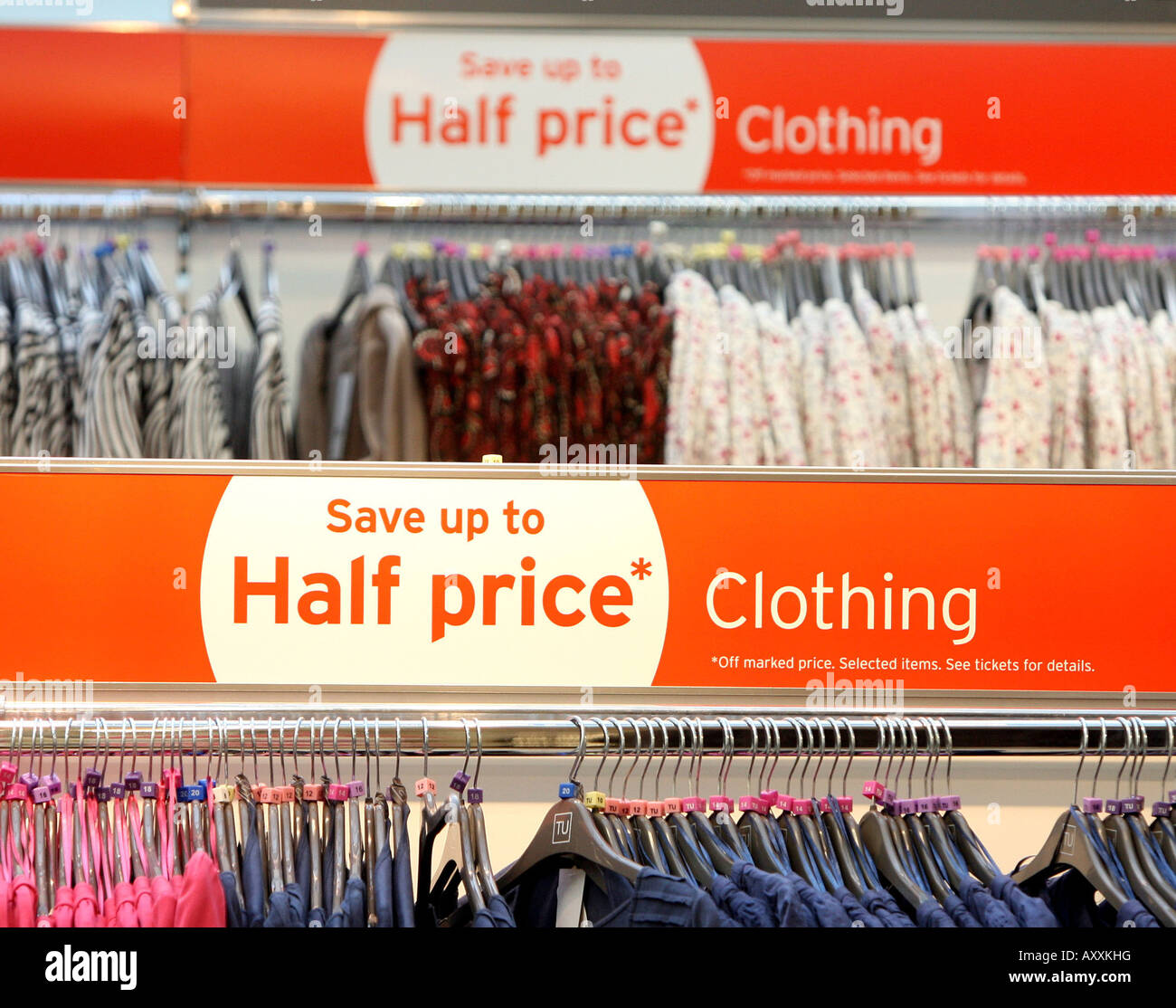Clothing for sale at half price at Sainsbury s supermarket at London ...