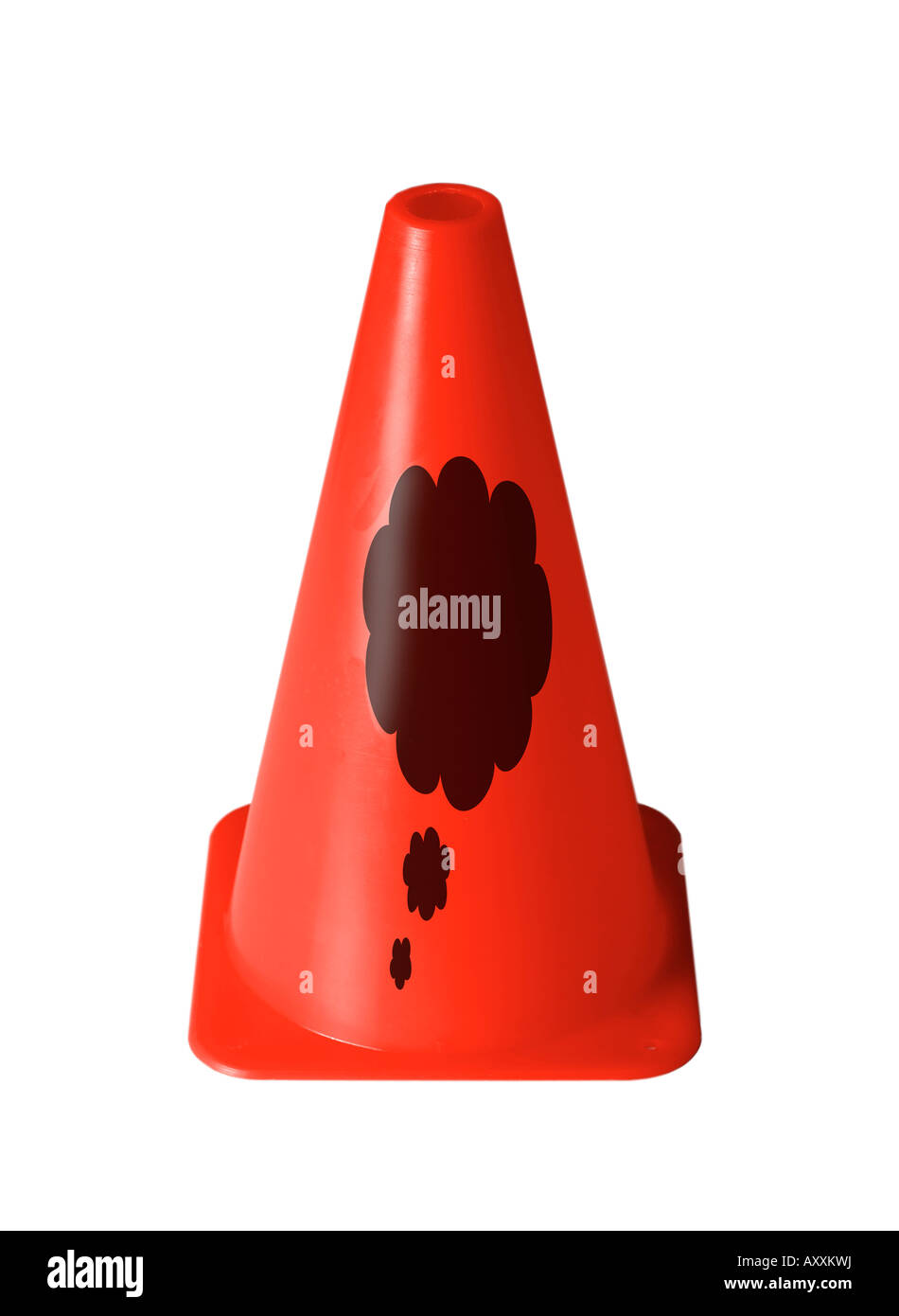 thought bubble inside red warning cone Stock Photo - Alamy