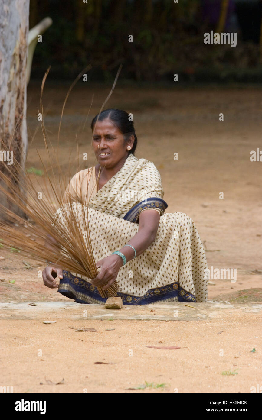 Indian woman cleaning street hi-res stock photography and images - Alamy