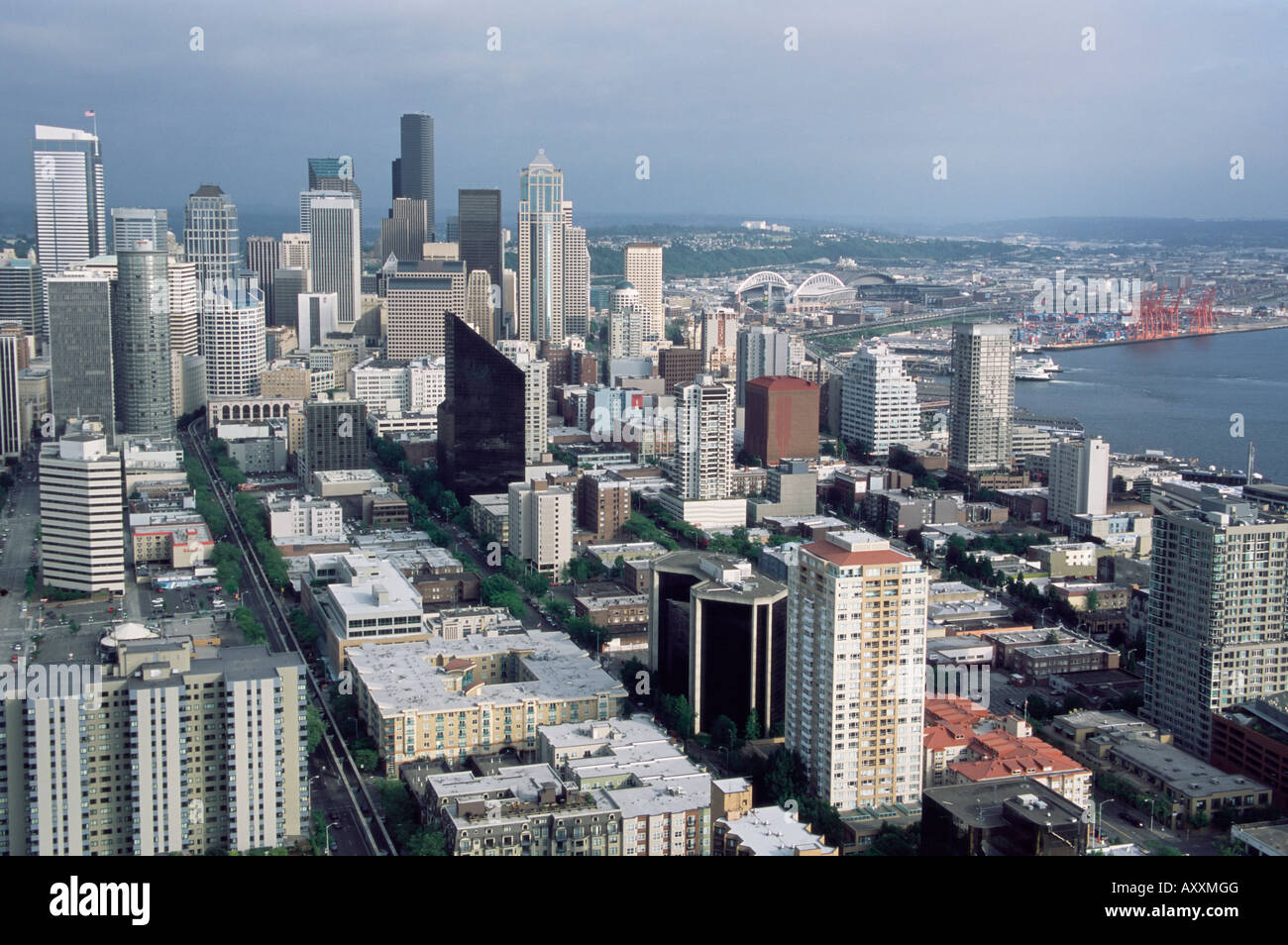 Aerial view of the city skyline, Seattle, Washington, United States of ...