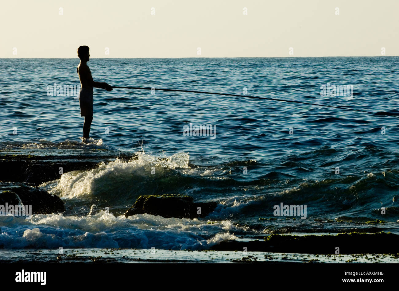 man fishing Beirut Lebanon Middle East Asia Asian Middle Eastern Stock ...