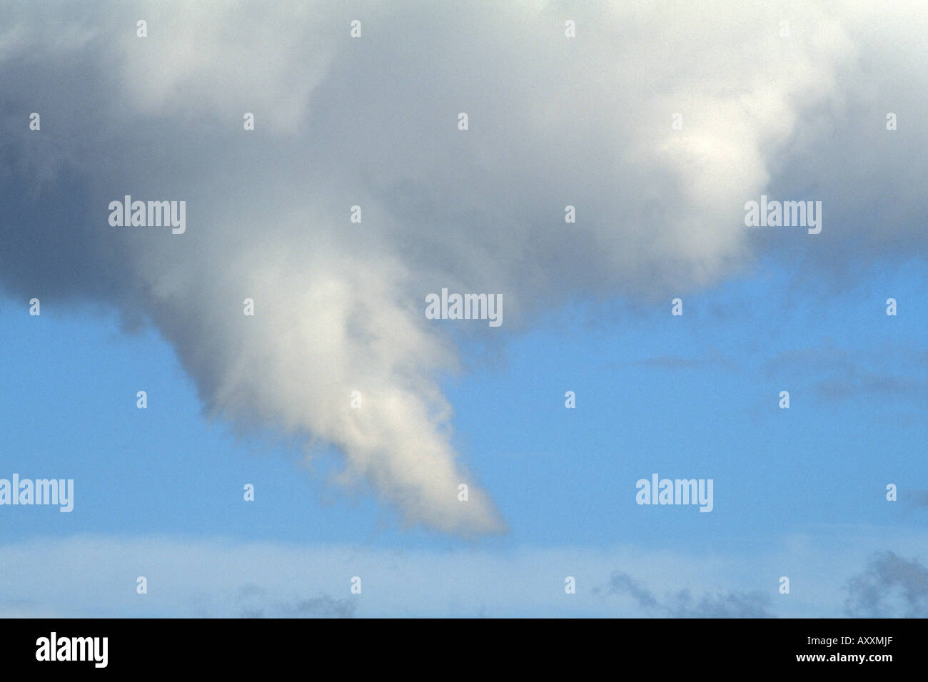 Tornadic funnel cloud descending out of cumulonimbus storm cloud Stock ...