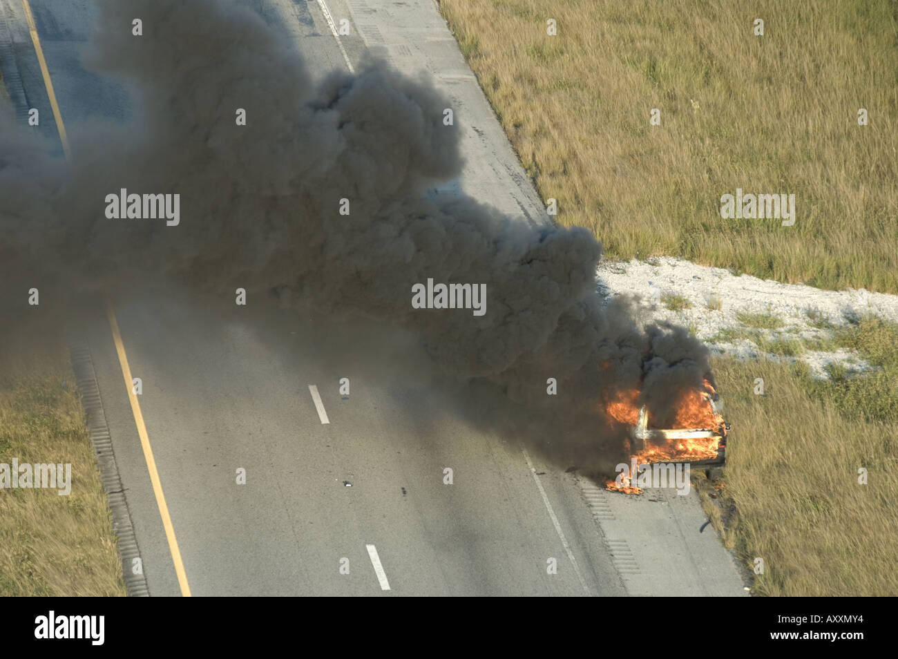 car fire vehicle burning insurance claim smoke loss highway hazard ...