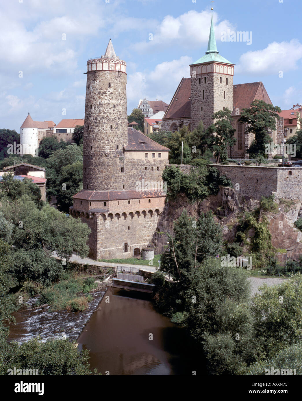 Bautzen, Alte Wasserkunst, Michaeliskirche, Stadtansicht Stock Photo ...