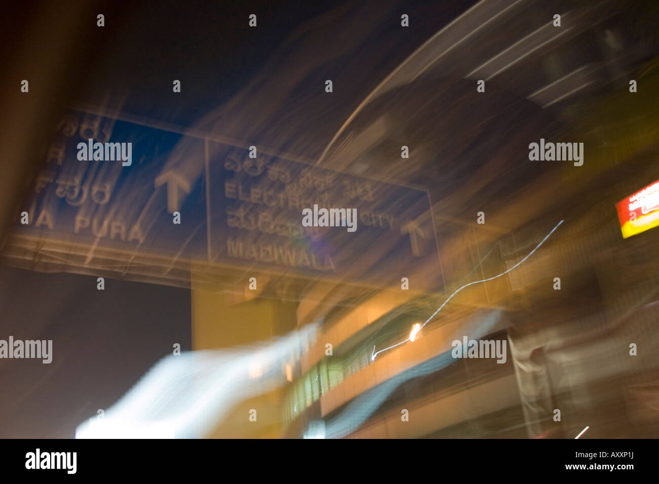 Overhead road sign with directions to Electronics City in Bangalore ...