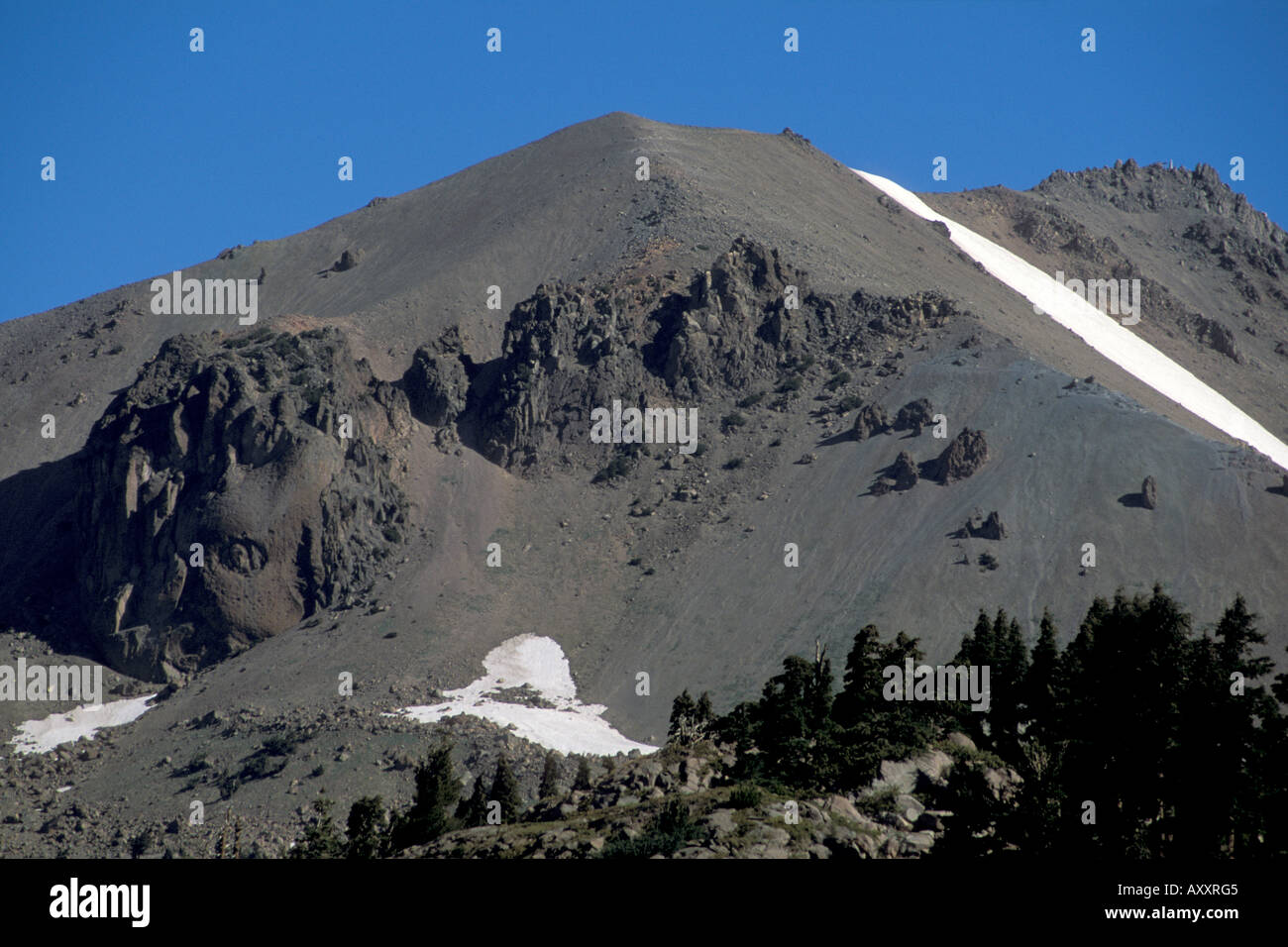 Lava plug near the mountain summit peak of Mount Lassen Lassen Volcanic ...
