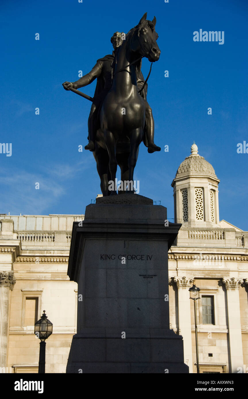 Statue of King George IV in Trafalgar Square, central London Stock ...