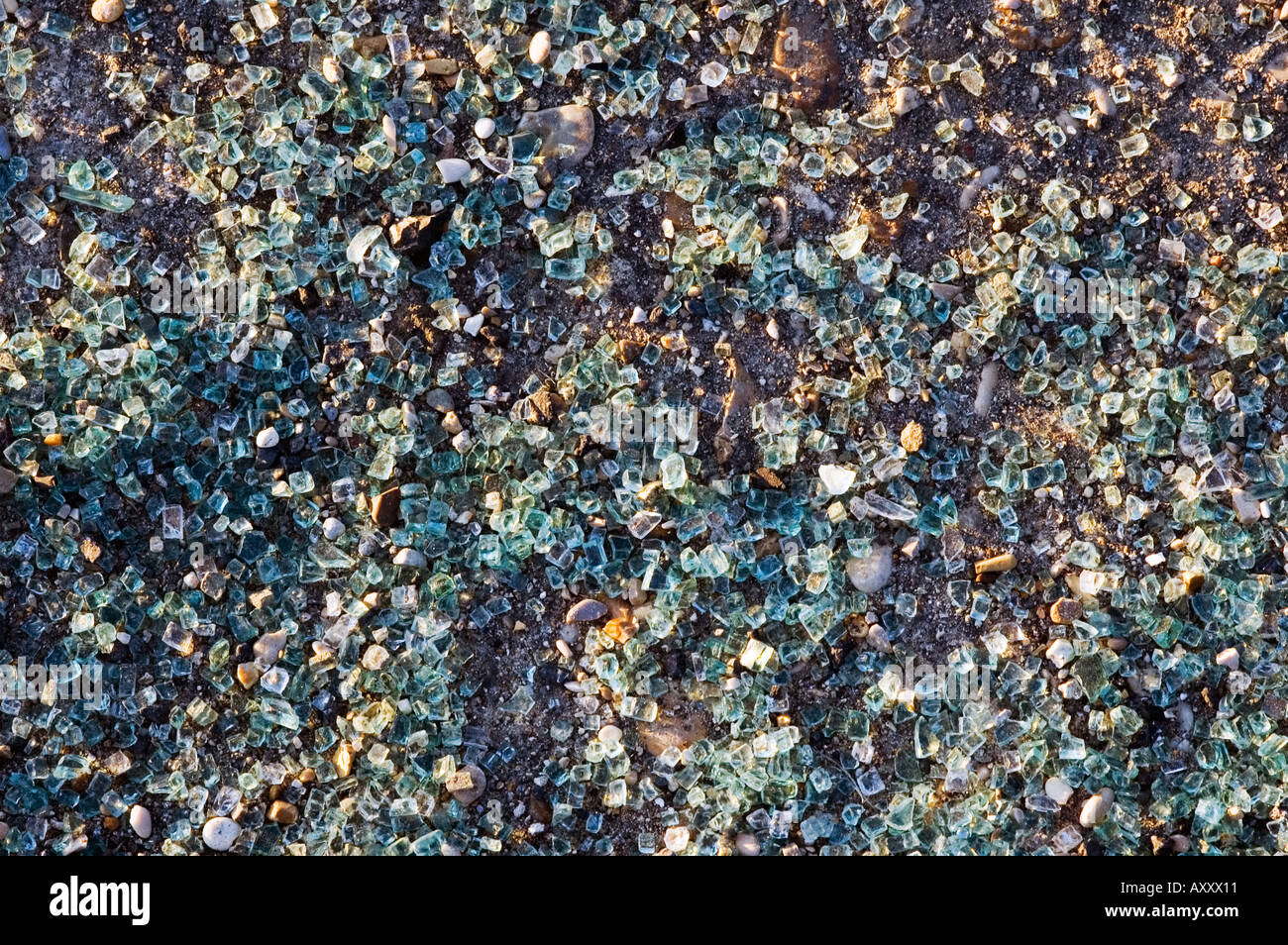 fragments of broken glass on asphalt Stock Photo - Alamy
