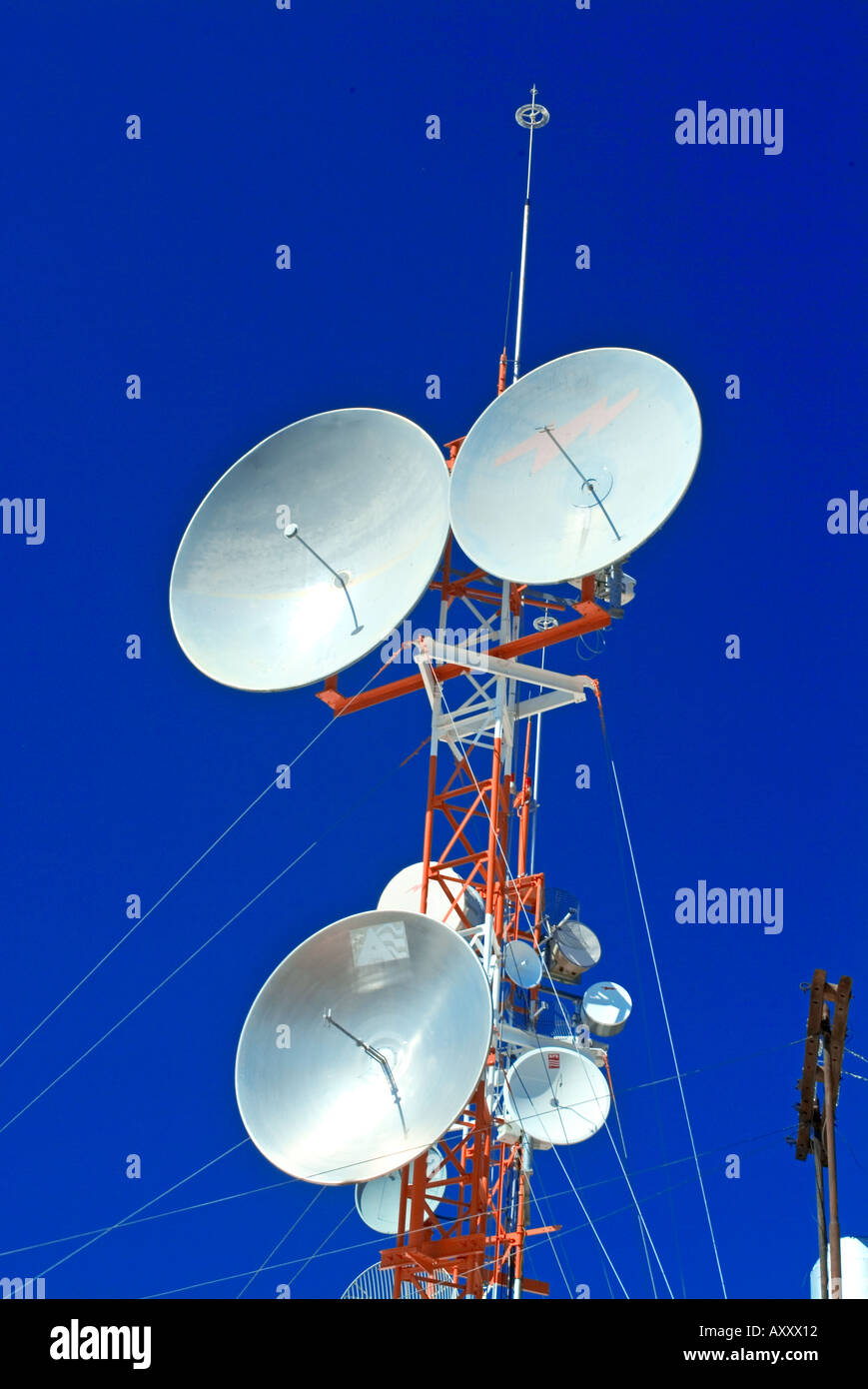 Relay Tower with Satellite Dishes Stock Photo - Alamy