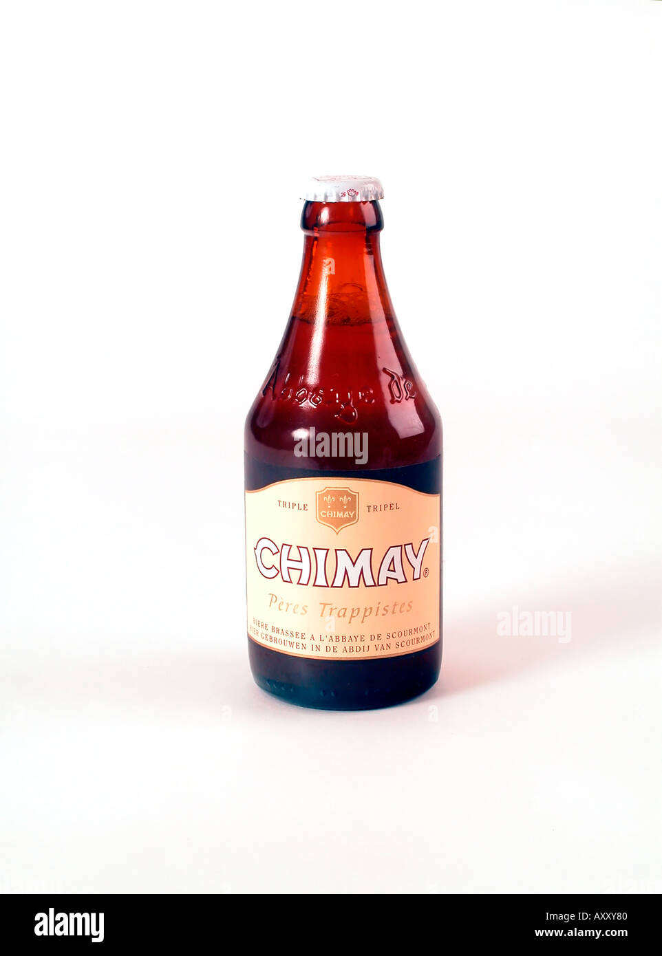 Bottle of Chimay Trappist beer brewed at Abbaye de Notre Dame de ...