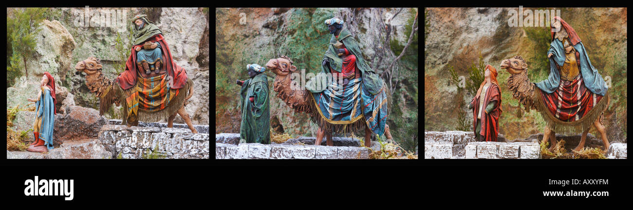 Nativity scene models of the three wise men on camels Stock Photo - Alamy