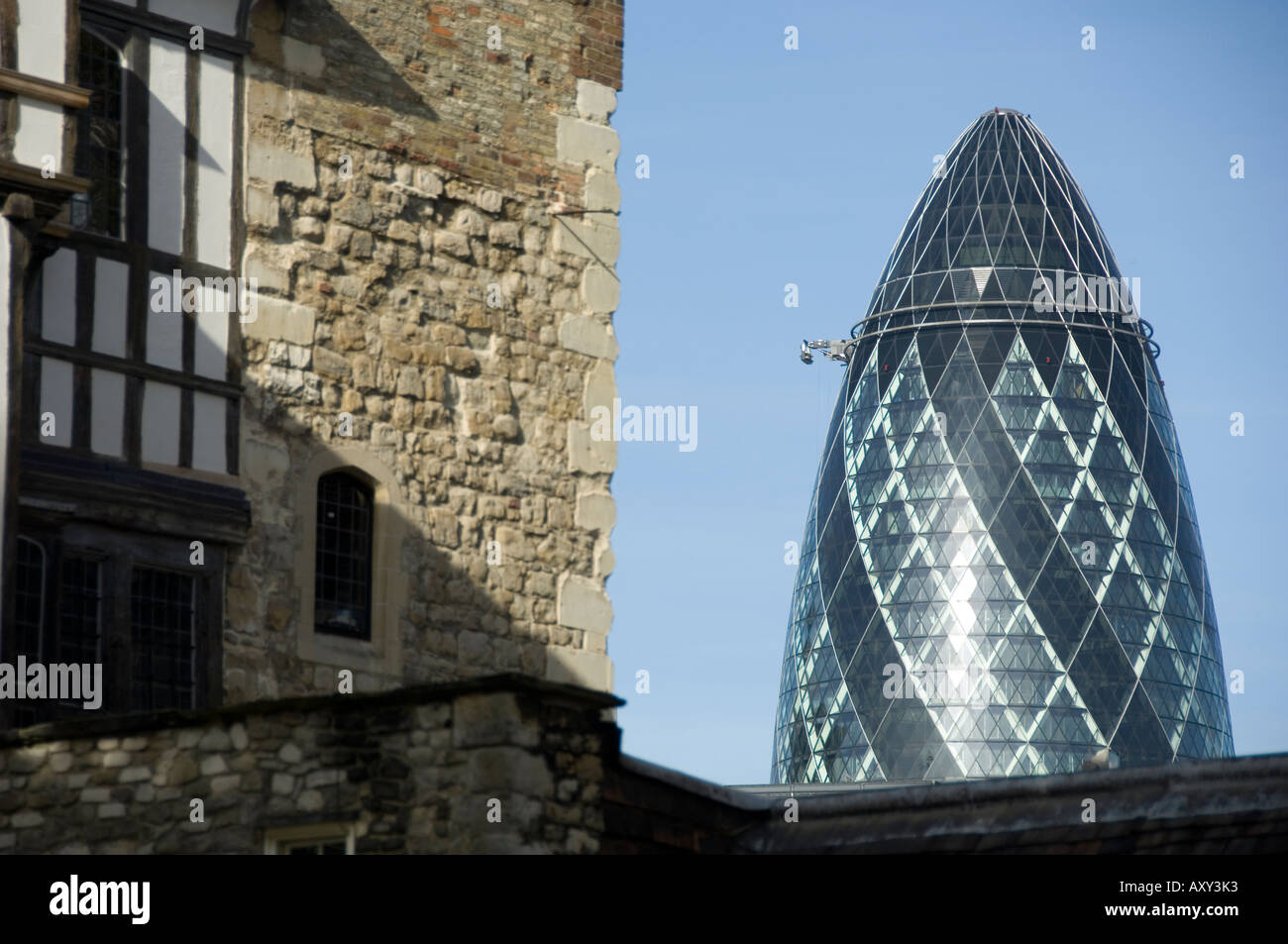 Detail of the Gherkin building, 30 St Mary Axe, in the City of London ...