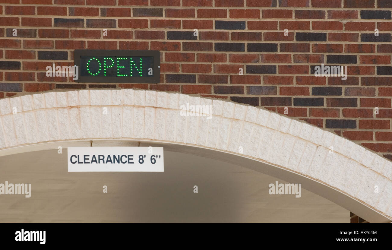 Bank Drive Thru With Open Sign Stock Photo - Alamy
