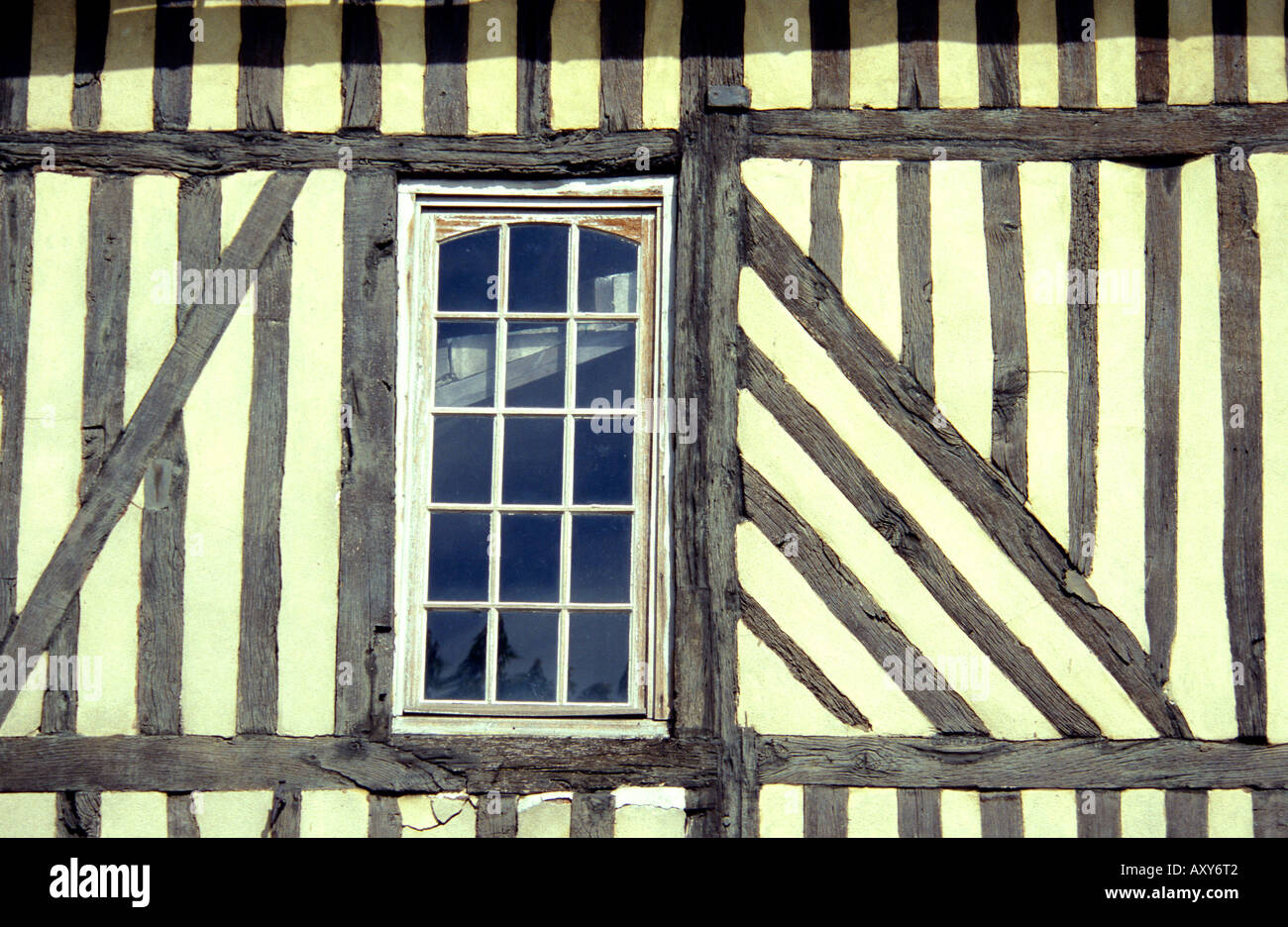 Typical Norman wall with exposed beams, Pont-Audemer, Normandy, France ...
