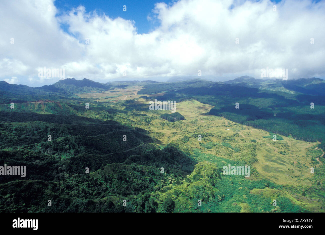 Aerial view from Nuku Hiva Marquesa Islands French Polynesia South ...