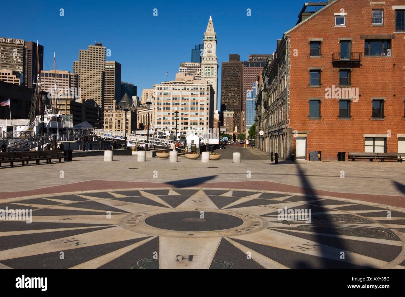 Long Wharf towards the Financial District, Boston, Massachusetts, USA ...