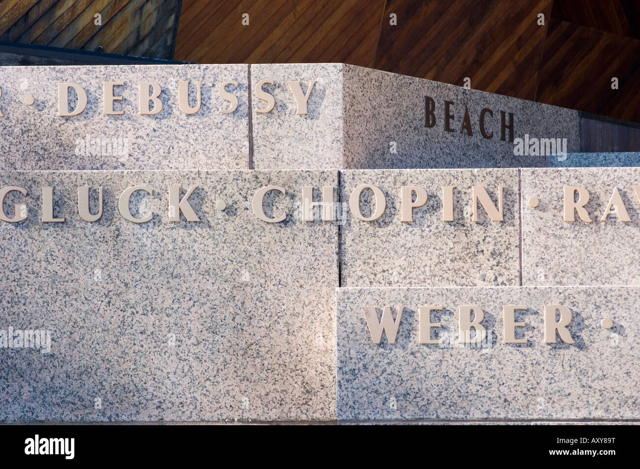 The Hatch Memorial Shell, close up of composer's names, Boston ...