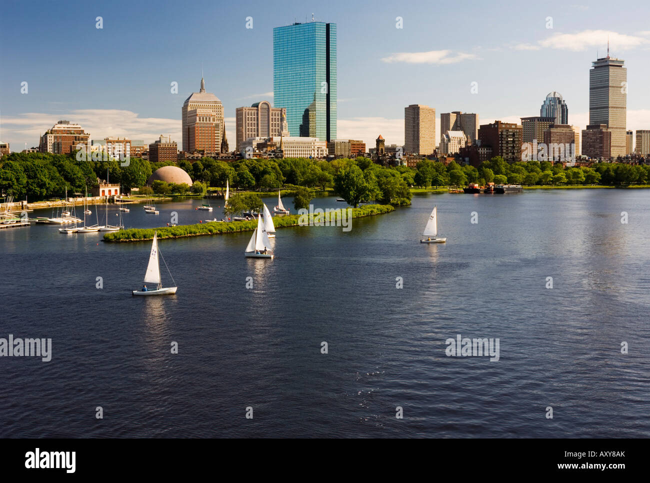 City skyline from the Charles River, Boston, Massachusetts, USA Stock ...