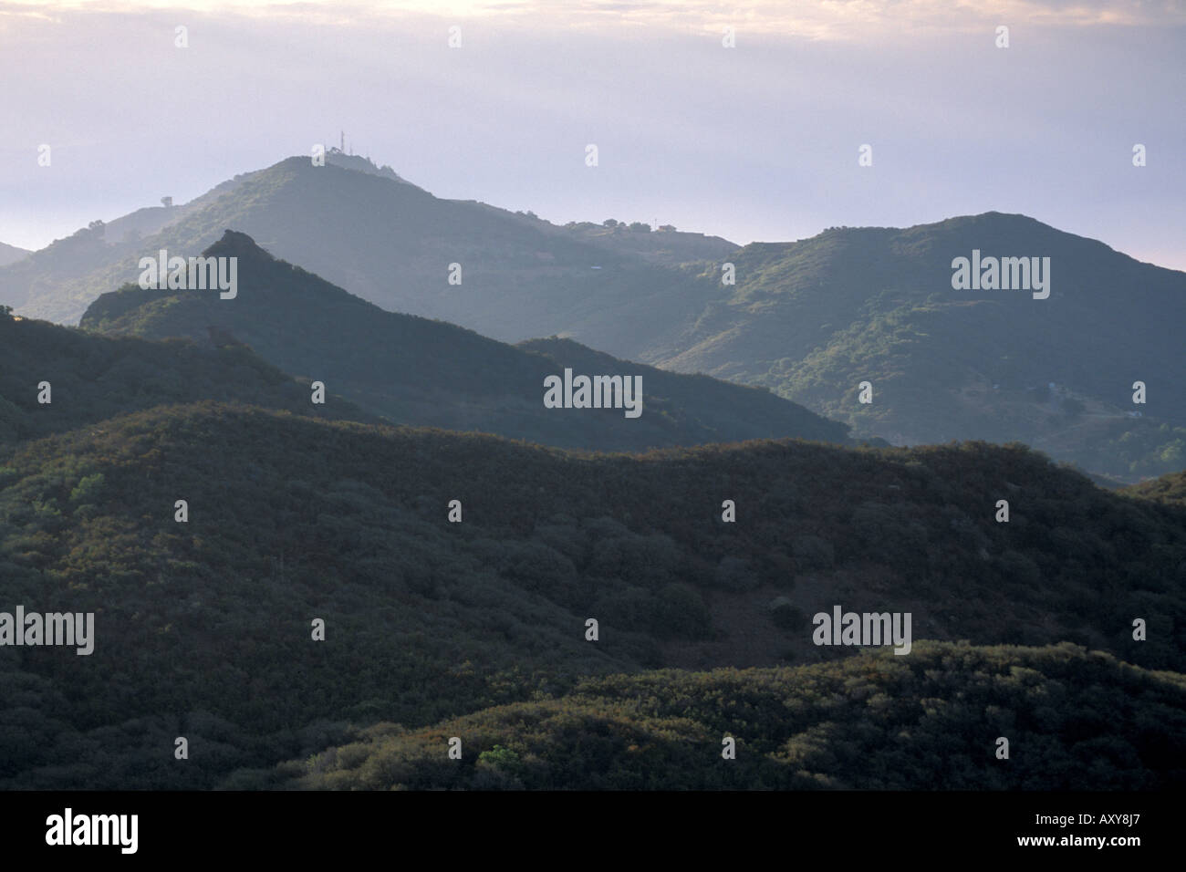Rugged hills and ridges in the Santa Monica Mountains above Malibu ...