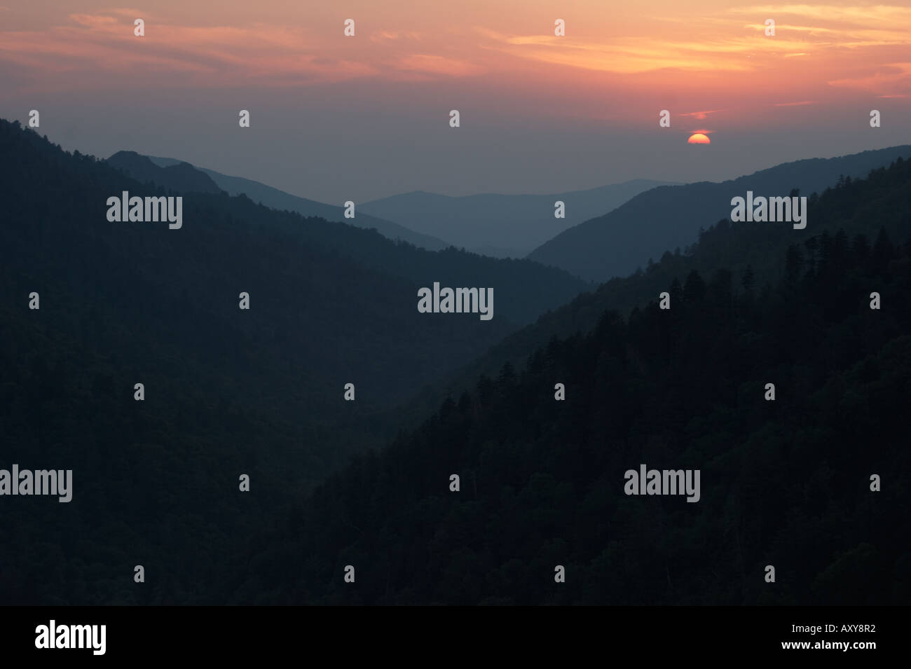 Sunset at Mortons Overlook in the Great Smoky Mountains National Park ...