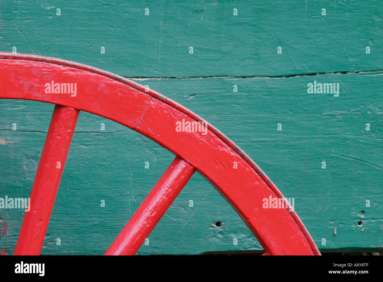 A bright red wagon wheel in the Great Smoky Mountains National Park ...