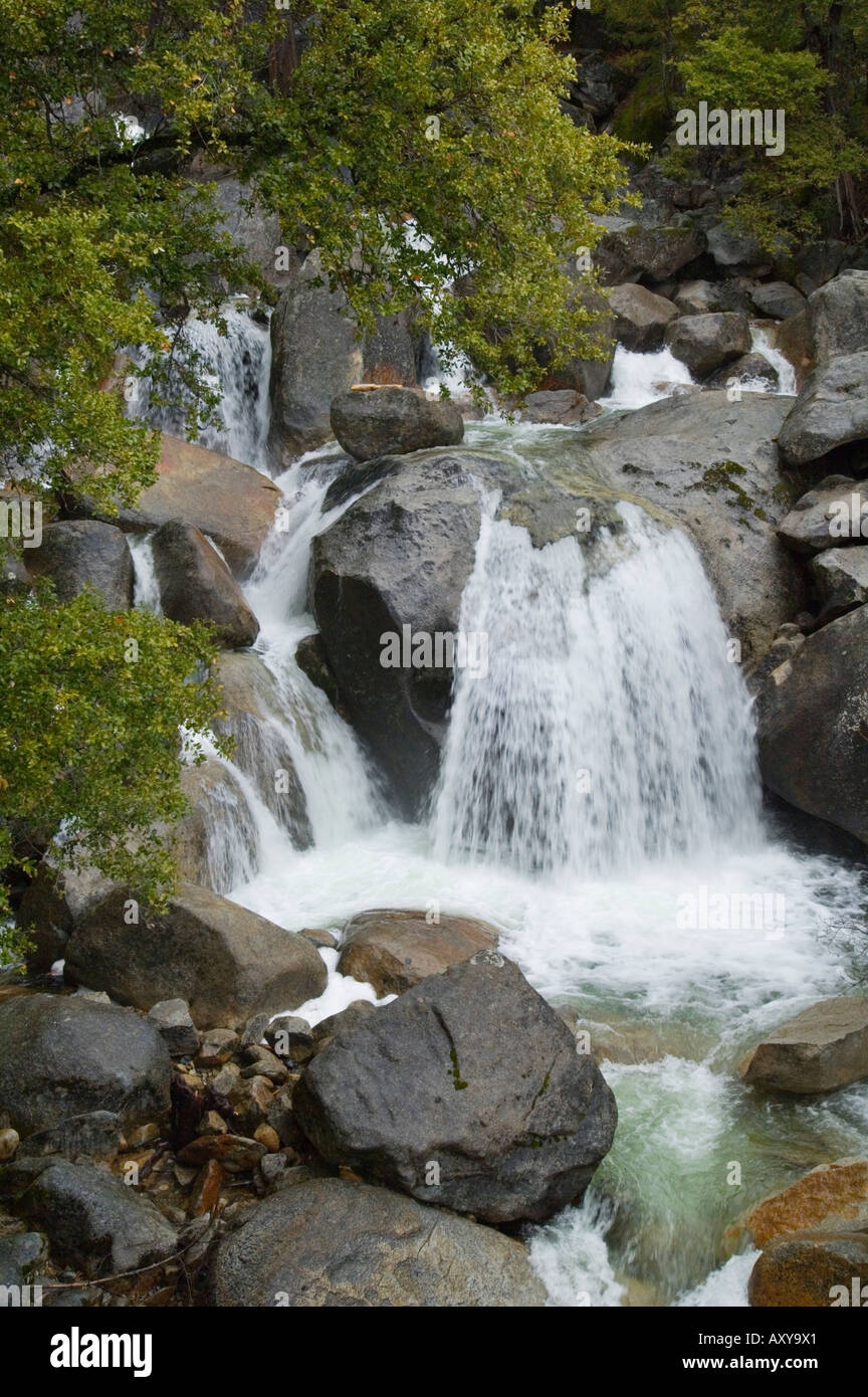 Water flowing down falls along Cascade Creek during spring runoff ...
