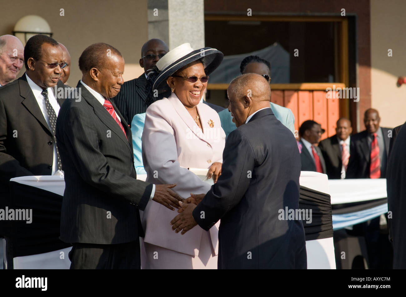 departing President Mogae greeting former President masire at the ...