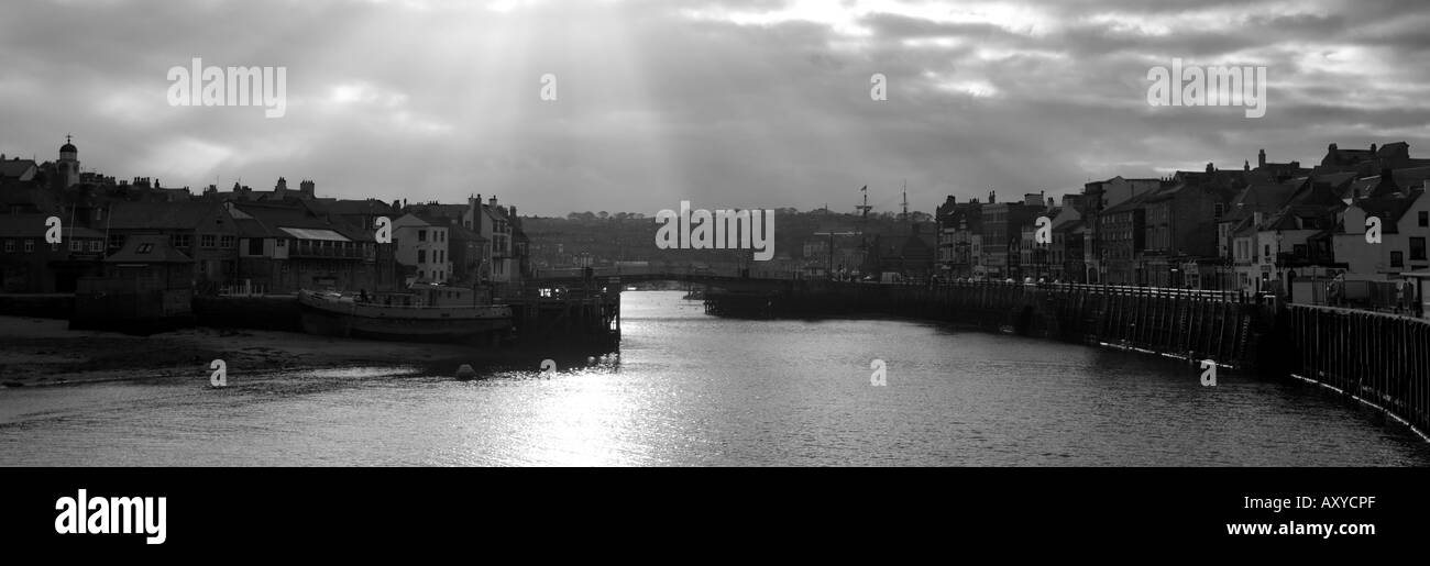 Low winter sun over Whitby Harbour Stock Photo - Alamy
