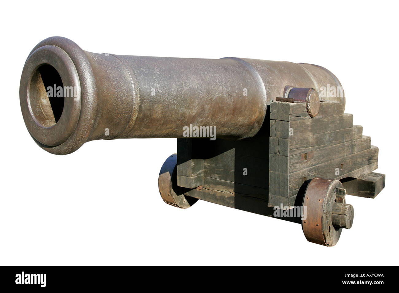 Metal brass gun cut out cropped white background Stock Photo - Alamy