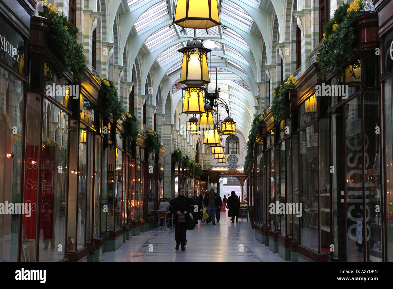 shopping arcade,city centre,glass roof,chandelier Stock Photo - Alamy