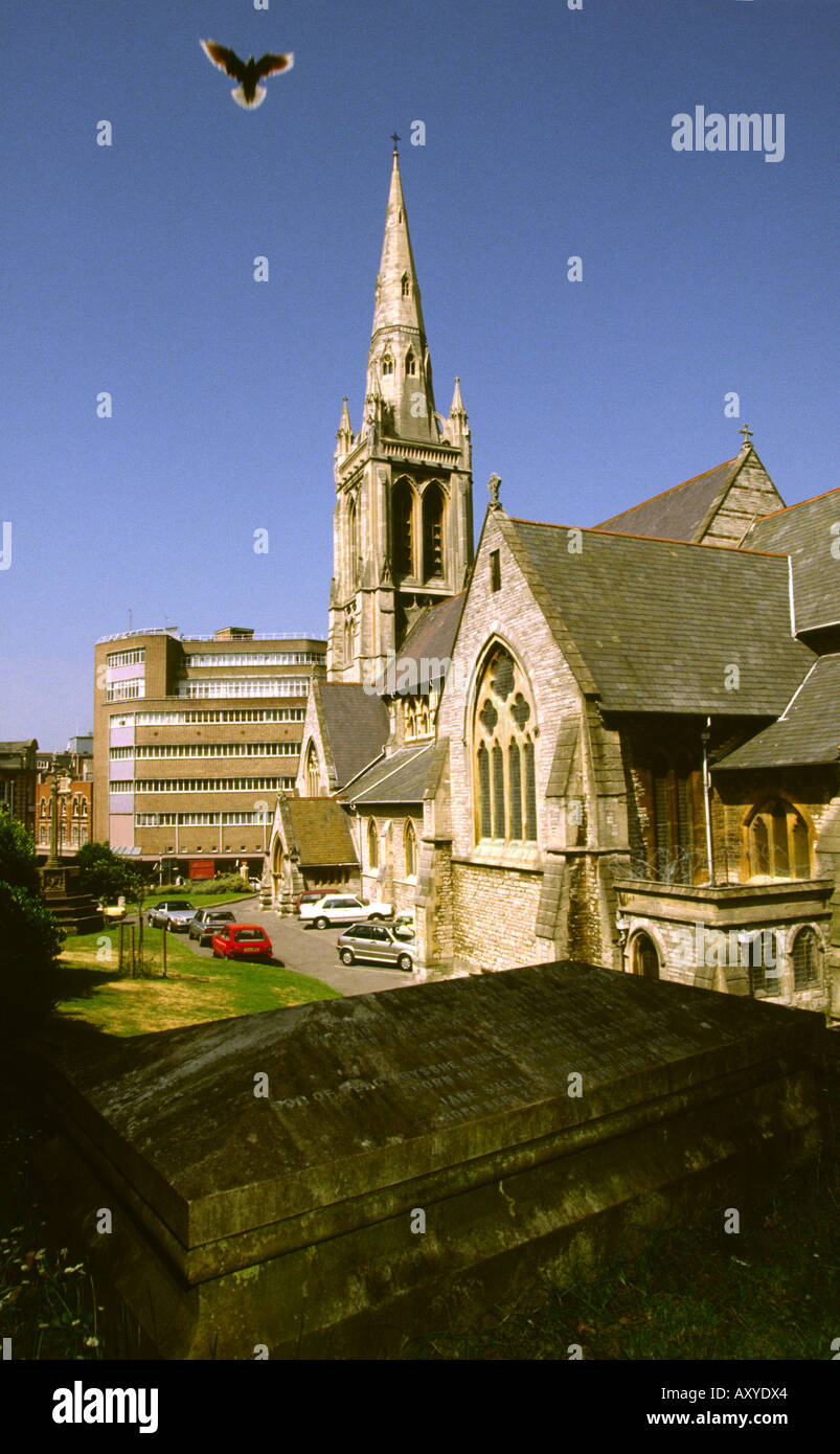 UK Dorset Bournemouth St Peters Parish Church and graveyard Stock Photo ...