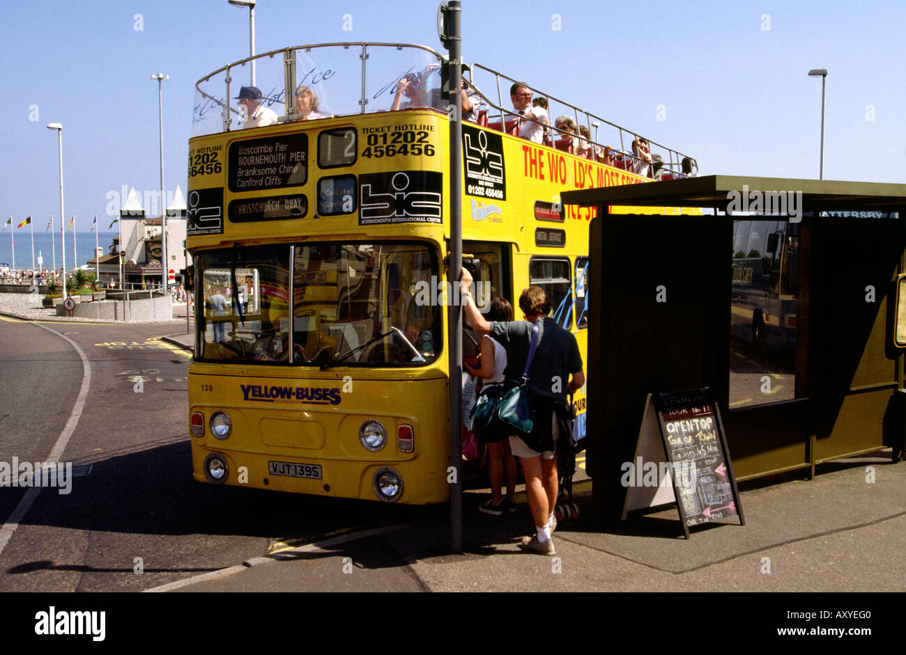 Yellow buses bus stop bournemouth hi-res stock photography and images ...