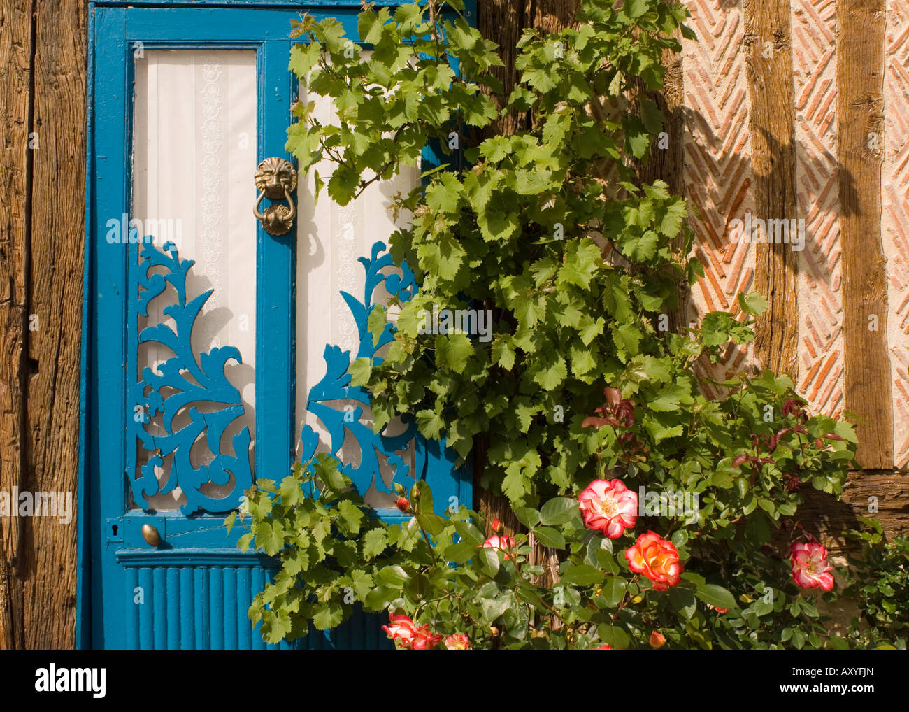 A blue painted door, Normandy, France, Europe Stock Photo - Alamy