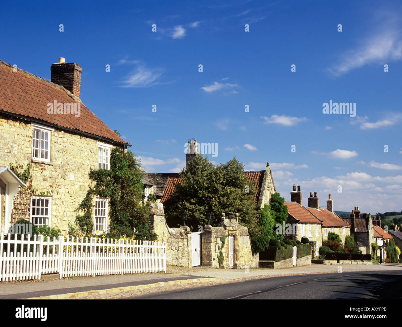 COXWOLD NORTH YORKSHIRE UK September View down the main street of this ...