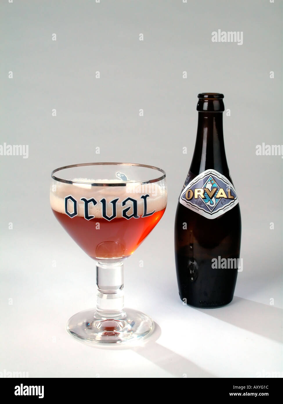 Bottle and glass of Orval trappist beer Belgium Stock Photo - Alamy