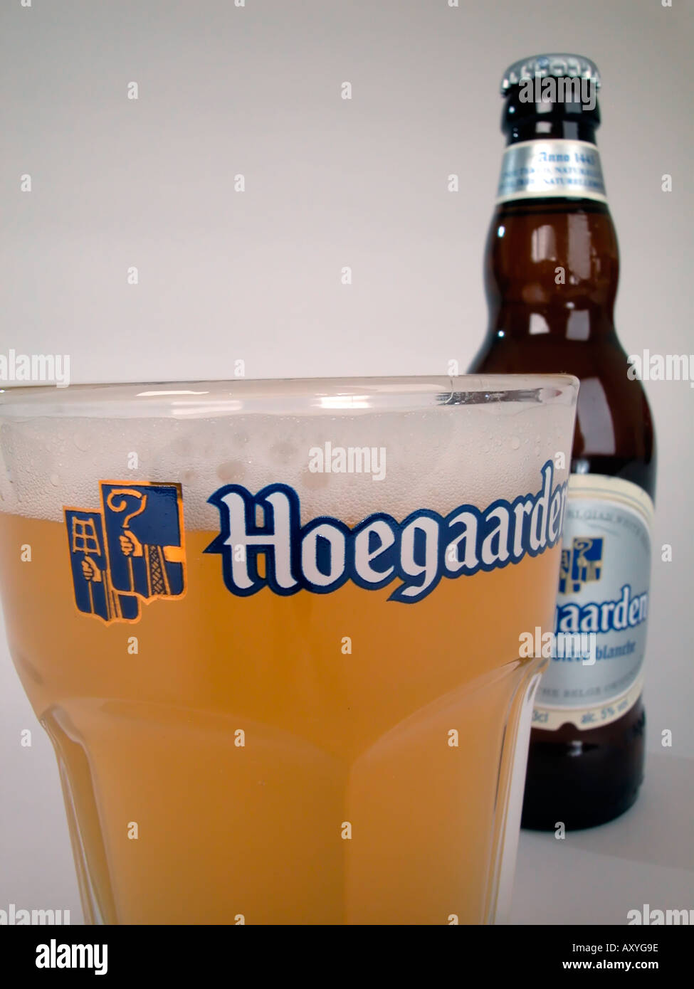 Bottle and glass of Hoegaarden white beer Belgium Stock Photo - Alamy